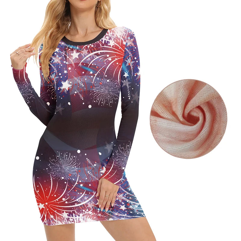 Maxy Y2k Mesh Perspective Mini Dress Women Long Sleeve Dress Independe ...